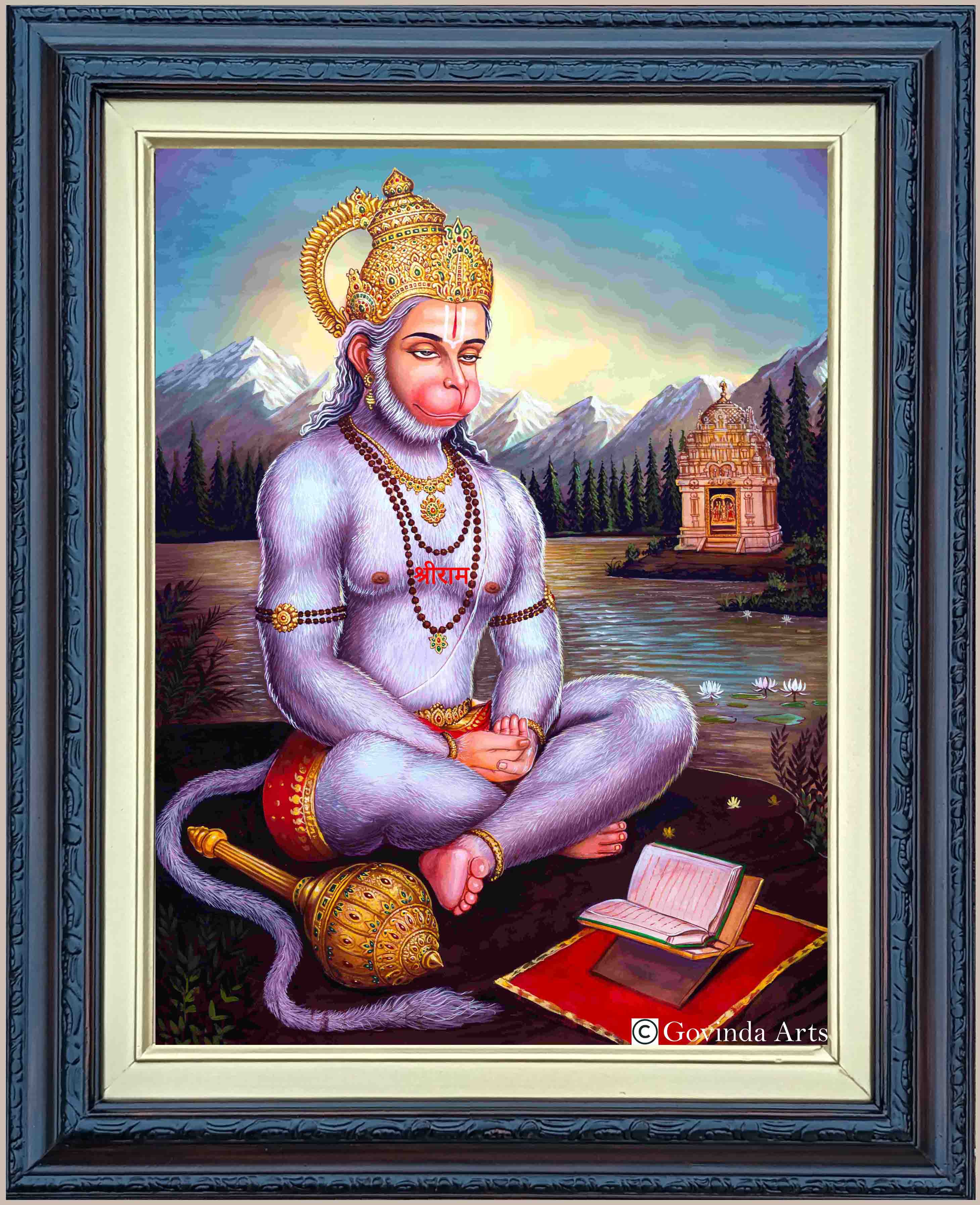 Lord Hanuman Painting in Authentic Wood Frame | Govindaarts